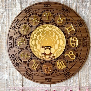 Zodiac Astrology Space Star Birthsign Horoscope Walnut Wooden Acrylic ...