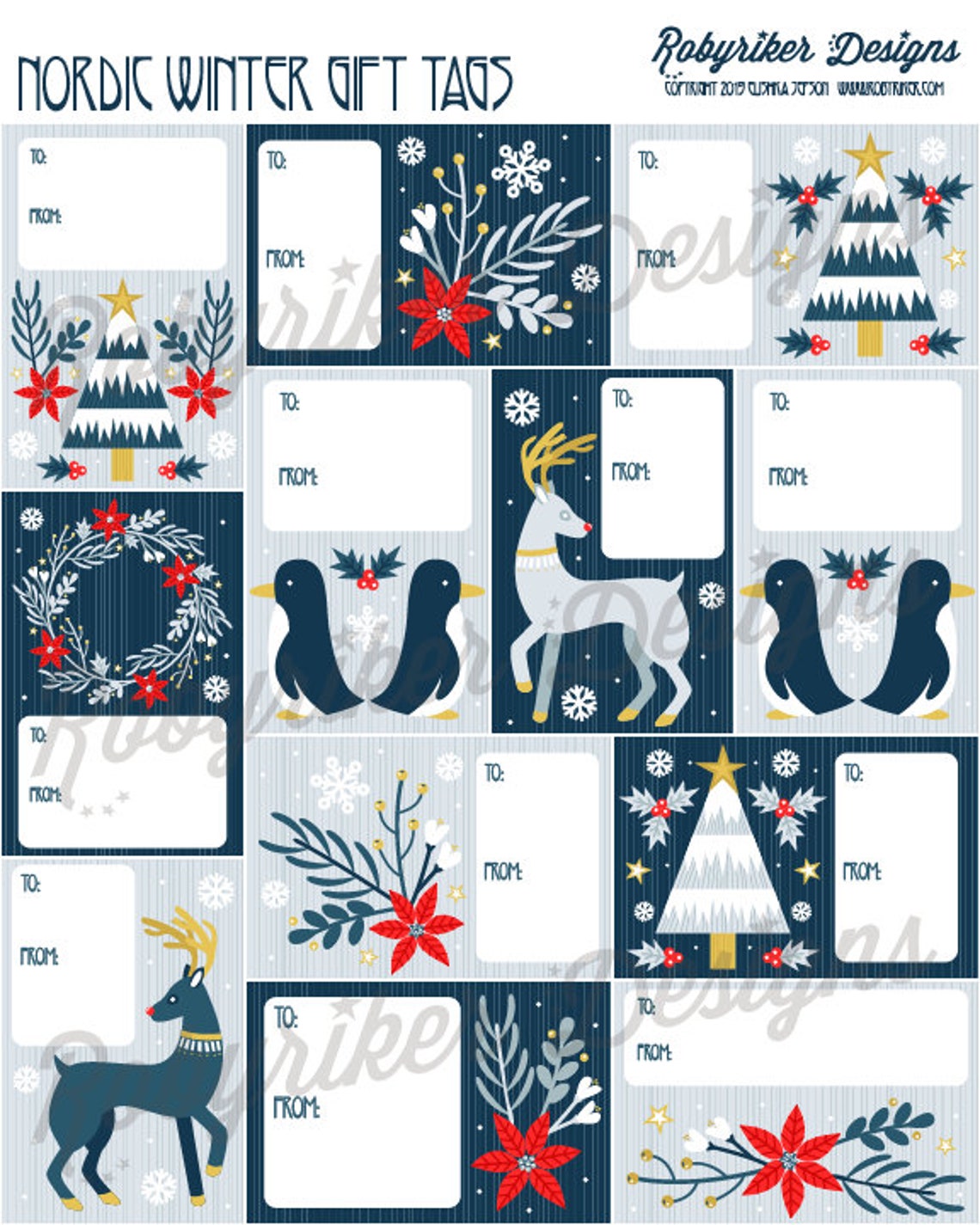INSTANT DOWNLOAD: Nordic Reindeer Winter Printable Christmas Holiday ...