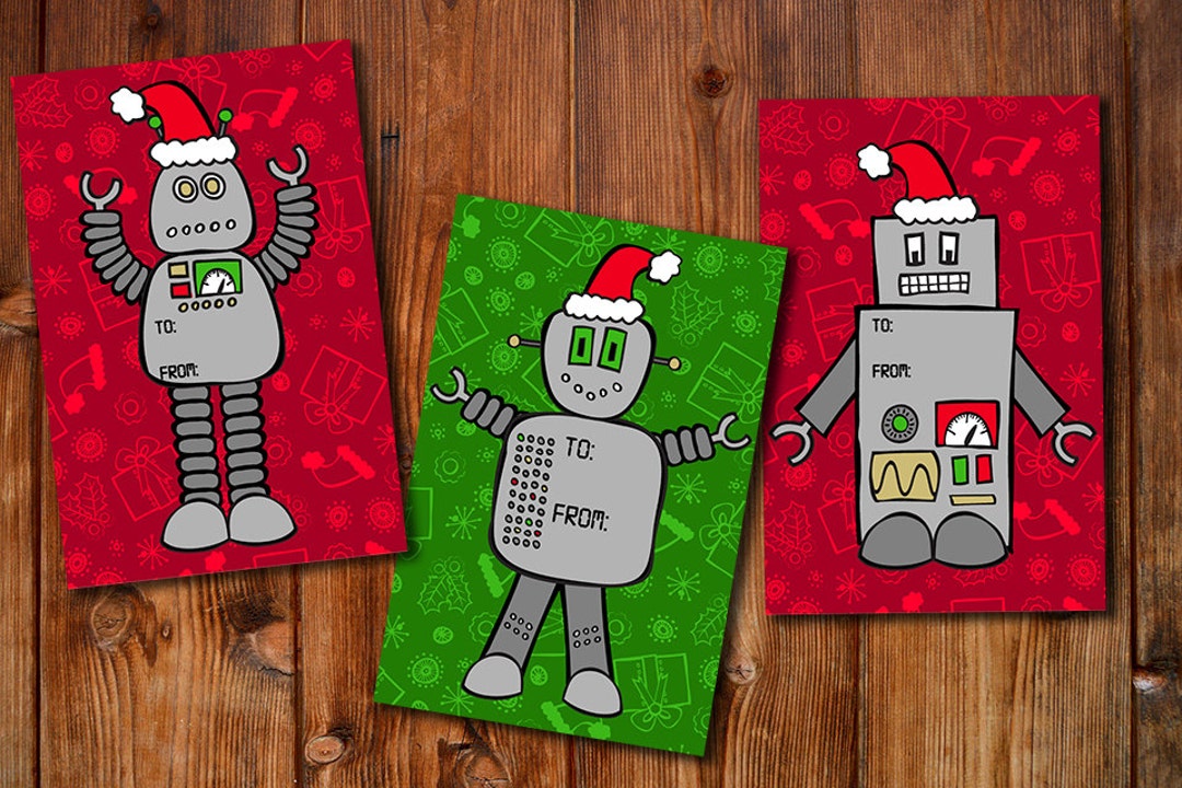 INSTANT DOWNLOAD: Merry Robots Printable Christmas and Holiday Gift ...