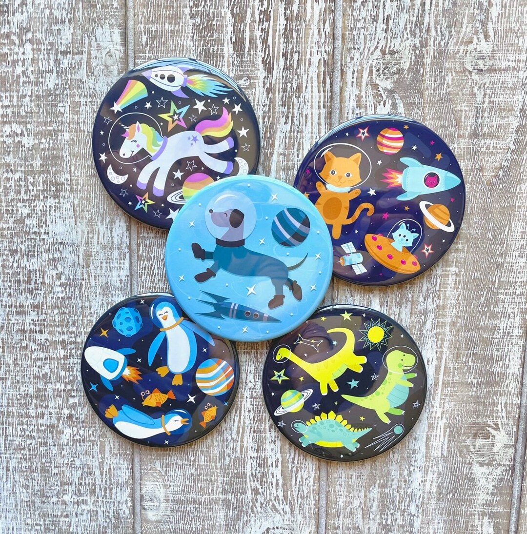 Astronaut Animals Cute Space Art Refrigerator 3 Inch Round Magnets ...