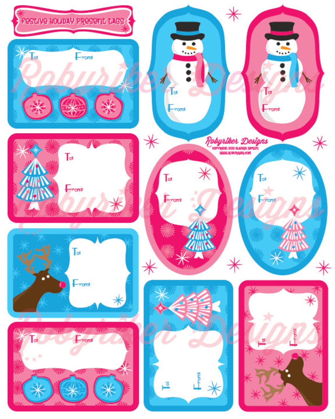 INSTANT DOWNLOAD: Printable Christmas and Holiday Gift Label Tags ...