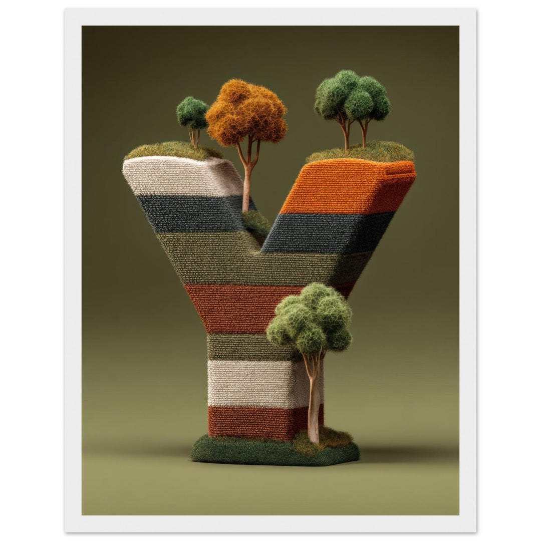Woodland Letter Y Wall Art Print - Kids Framed Poster - Nature Themed ...