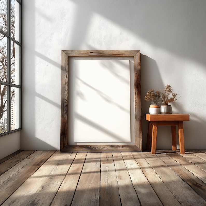 Rustic Frame Mockups | Minimalist Wall Art, Neutral Interior (digital ...