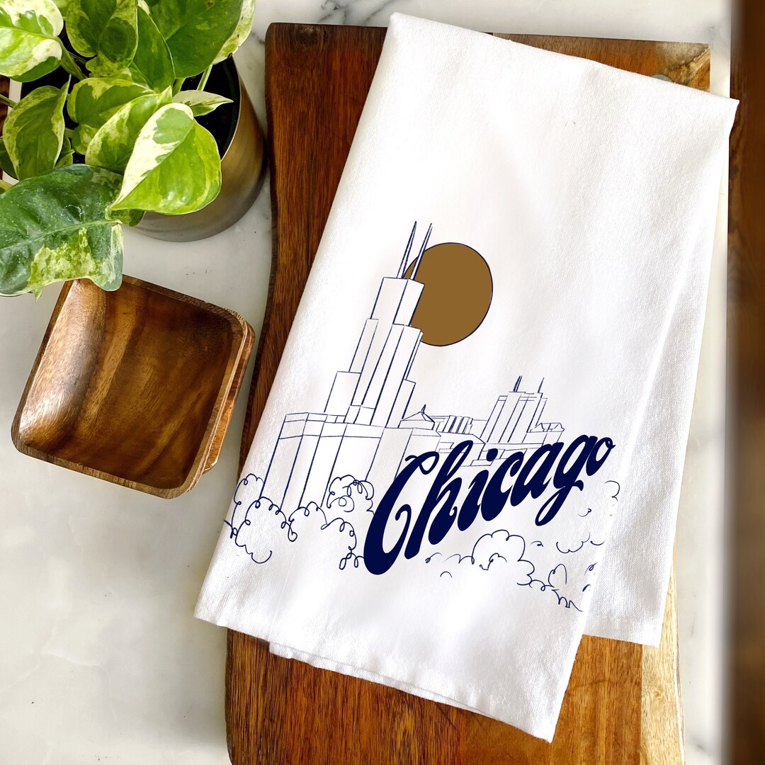 Sketched Chicago Skyline Tea Towel - Etsy