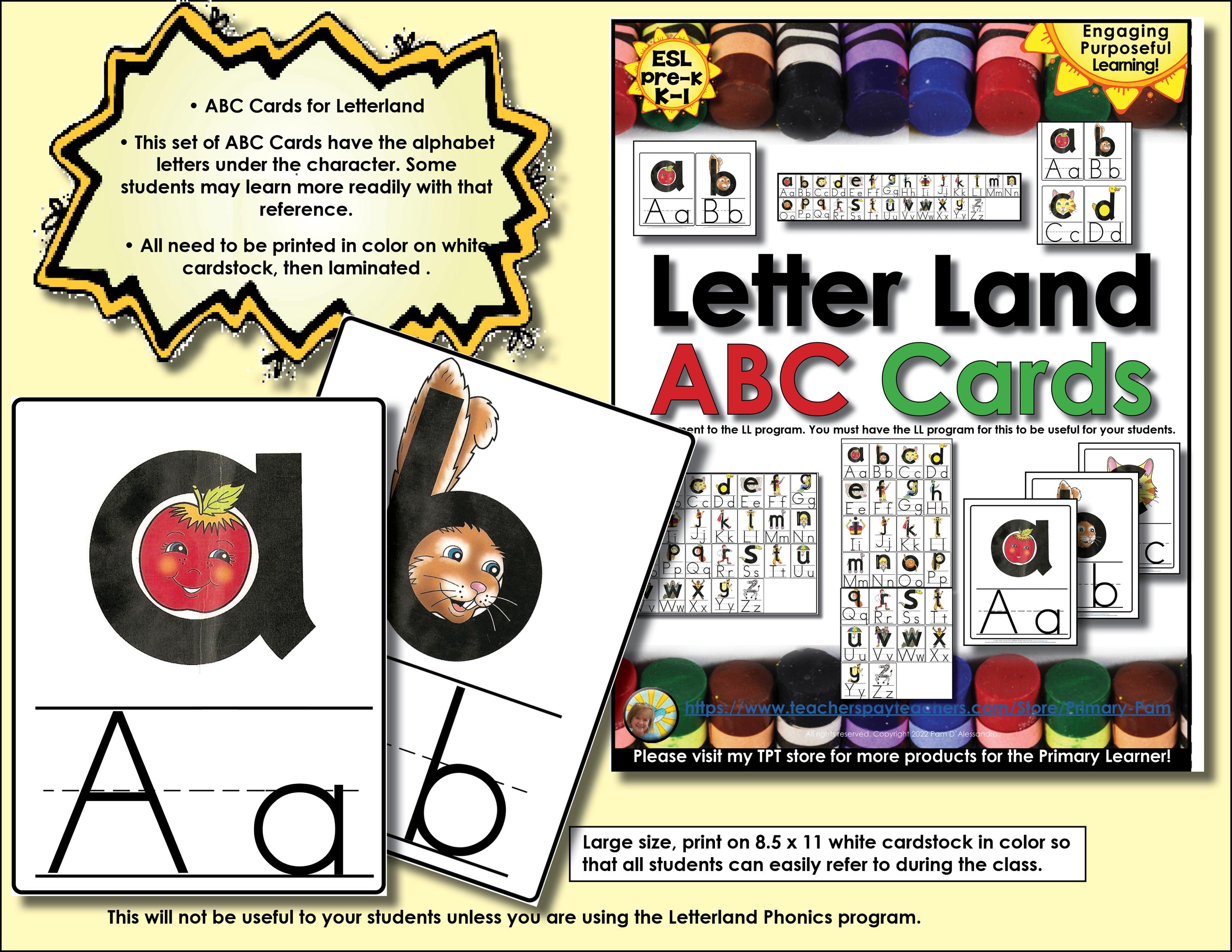 Letterland Phonics - ABC Cards to Print - Different Sizes - Classroom ...