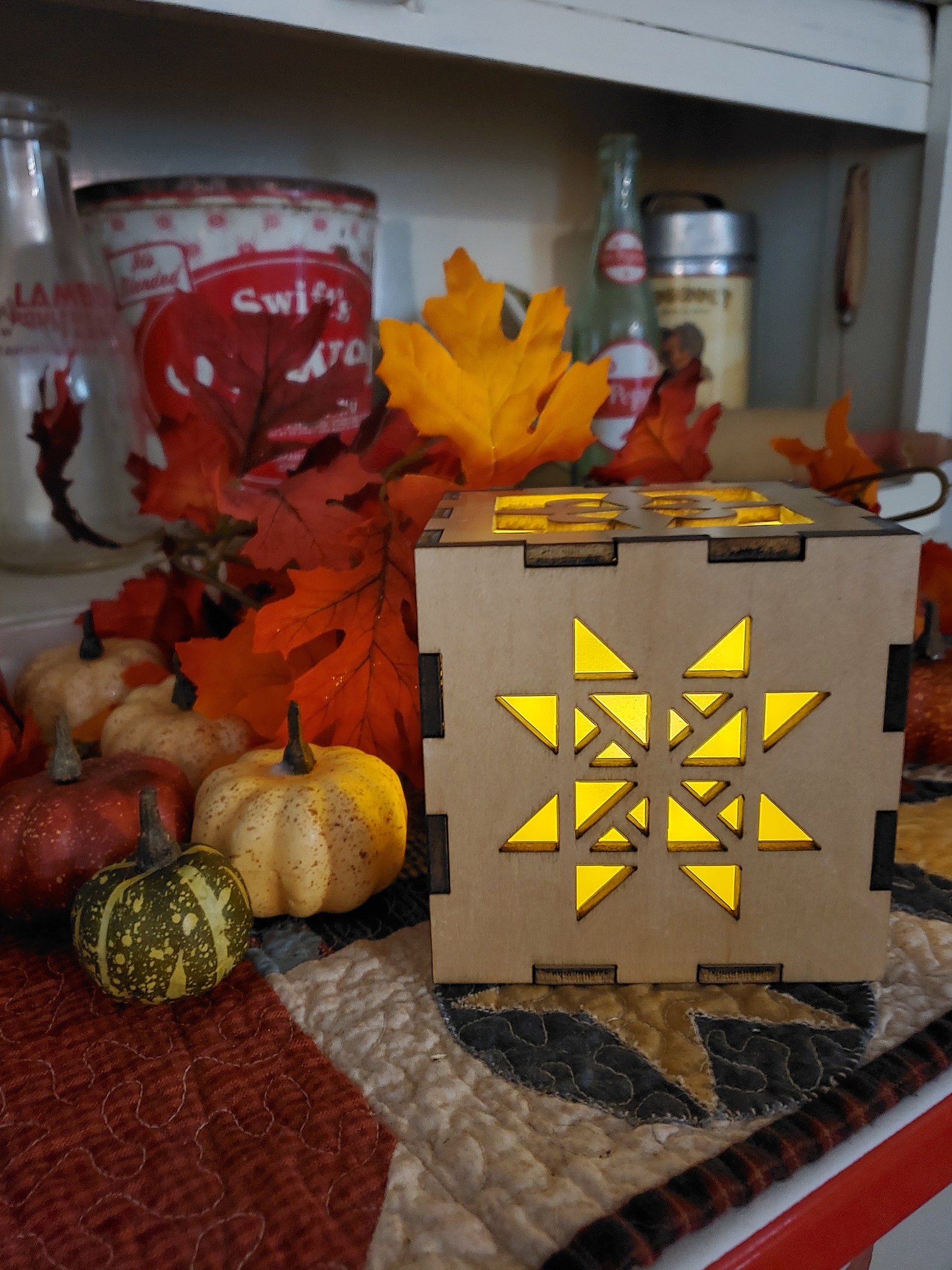 Quilt Block Lamp Lantern Nightlight - Etsy