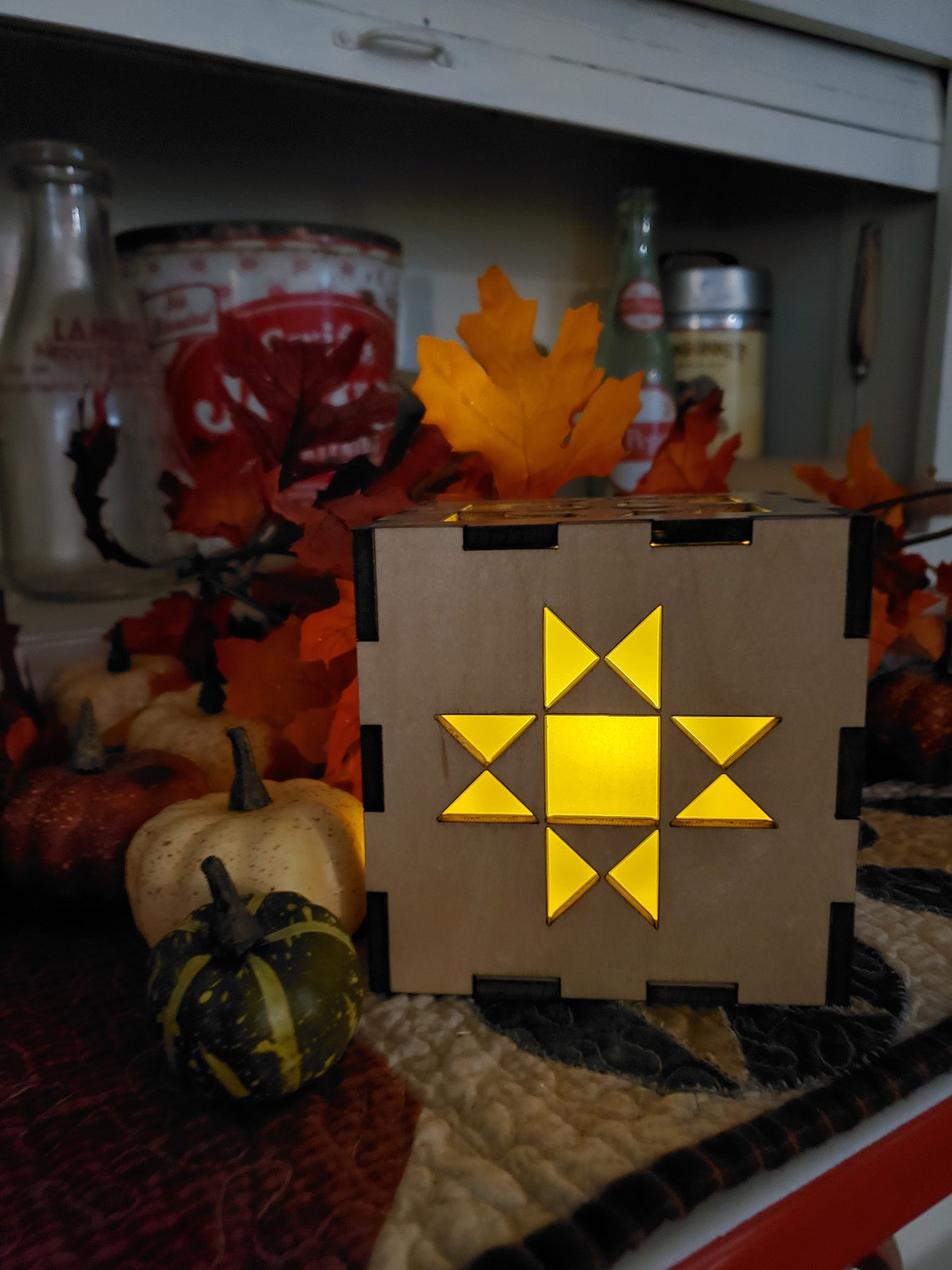 Quilt Block Lamp Lantern Nightlight - Etsy