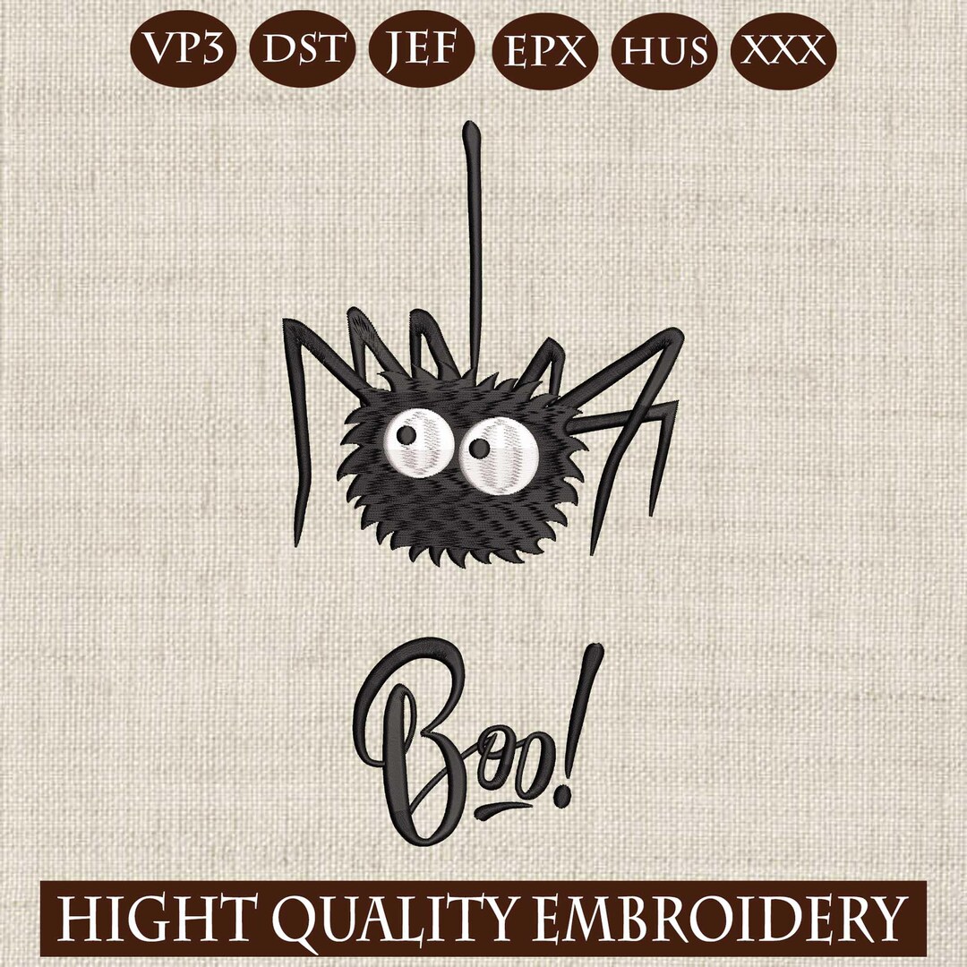 Fuzzy Spider Boo Embroidery Design, Halloween Stitch Pattern (digital ...