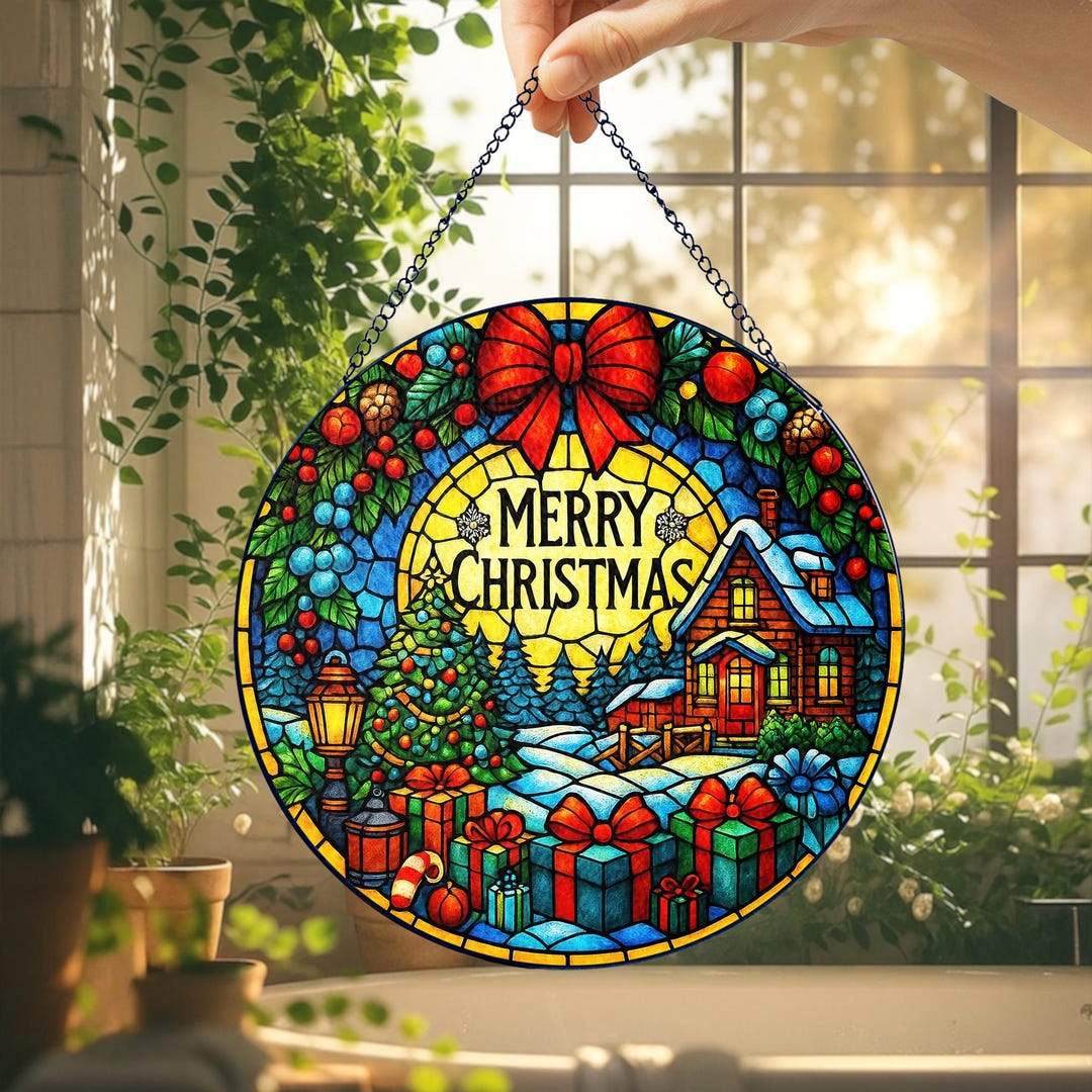 Christmas Snowman Suncatcher, Holiday Window Decoration, Festive Winter ...