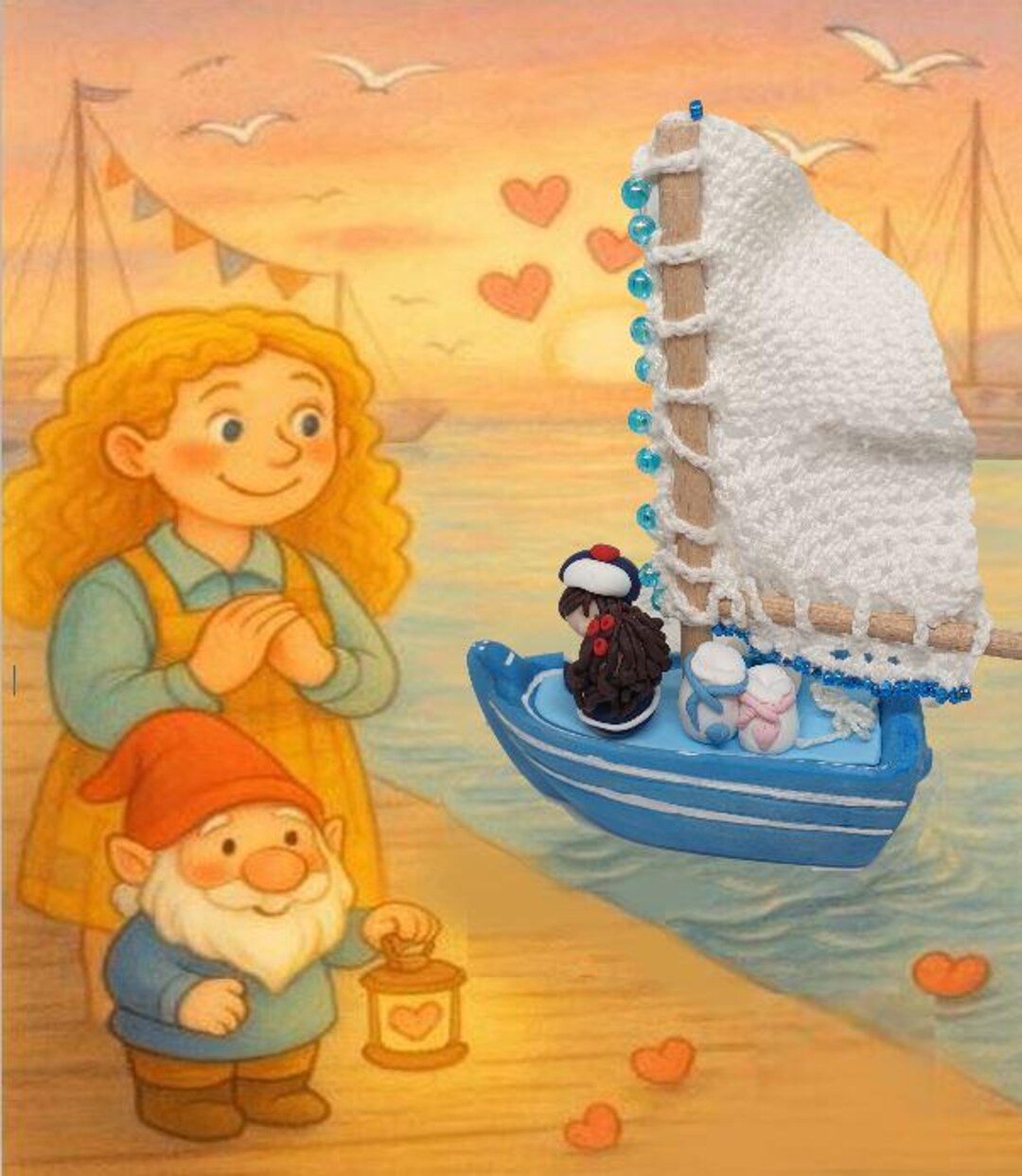 Decorative Boat Lovers at the End of the Wave | Handmade Marine ...