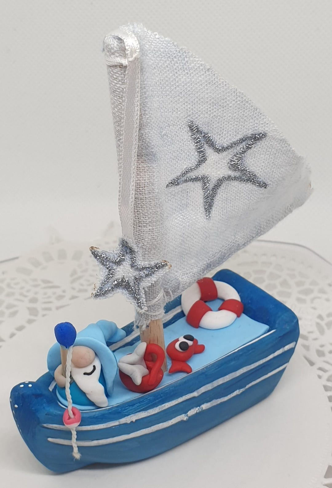 Decorative Boat "the Fishing Gnome and the Starfish" - Unique Piece in ...