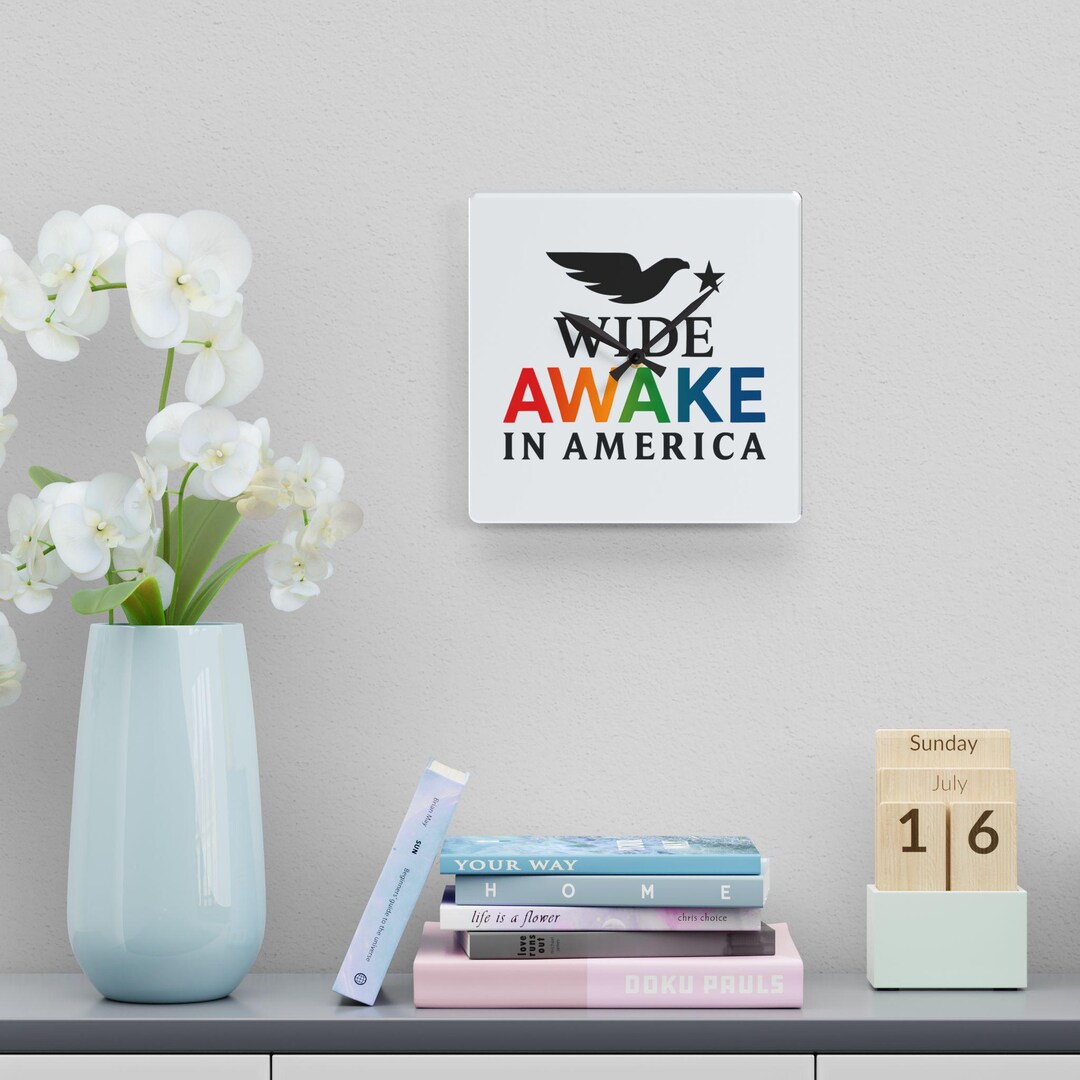 Acrylic Wall Clock: Modern Art Home Decor - Wide Awake in America - Etsy