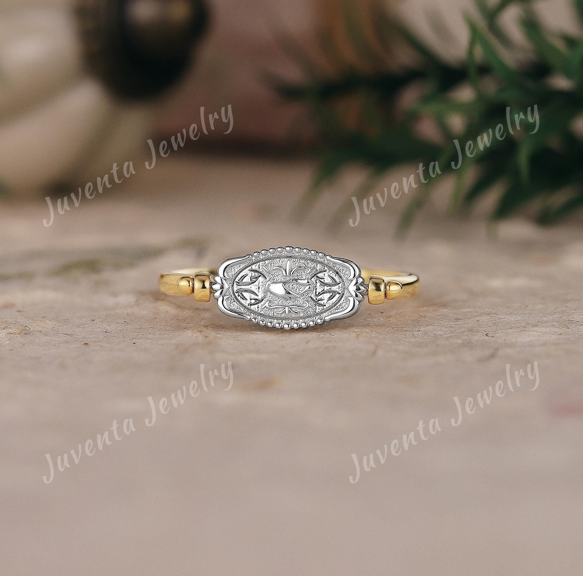 Vintage Reversible Signet Ring Alexandrite Engagement Ring for Her ...