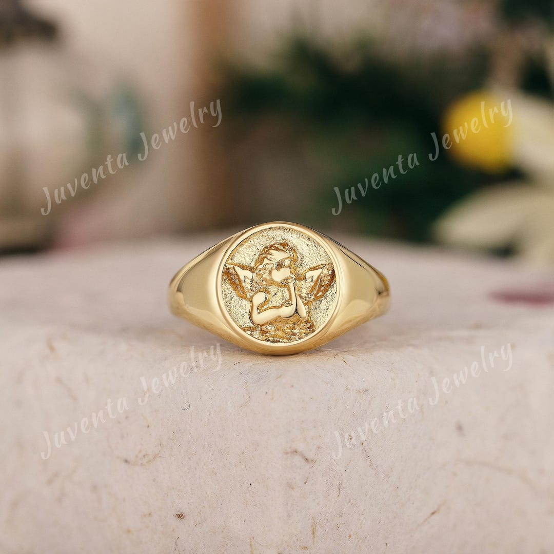 Handcrafted Greek Angel Signet Ring Mythology Inspired Jewelry for His ...