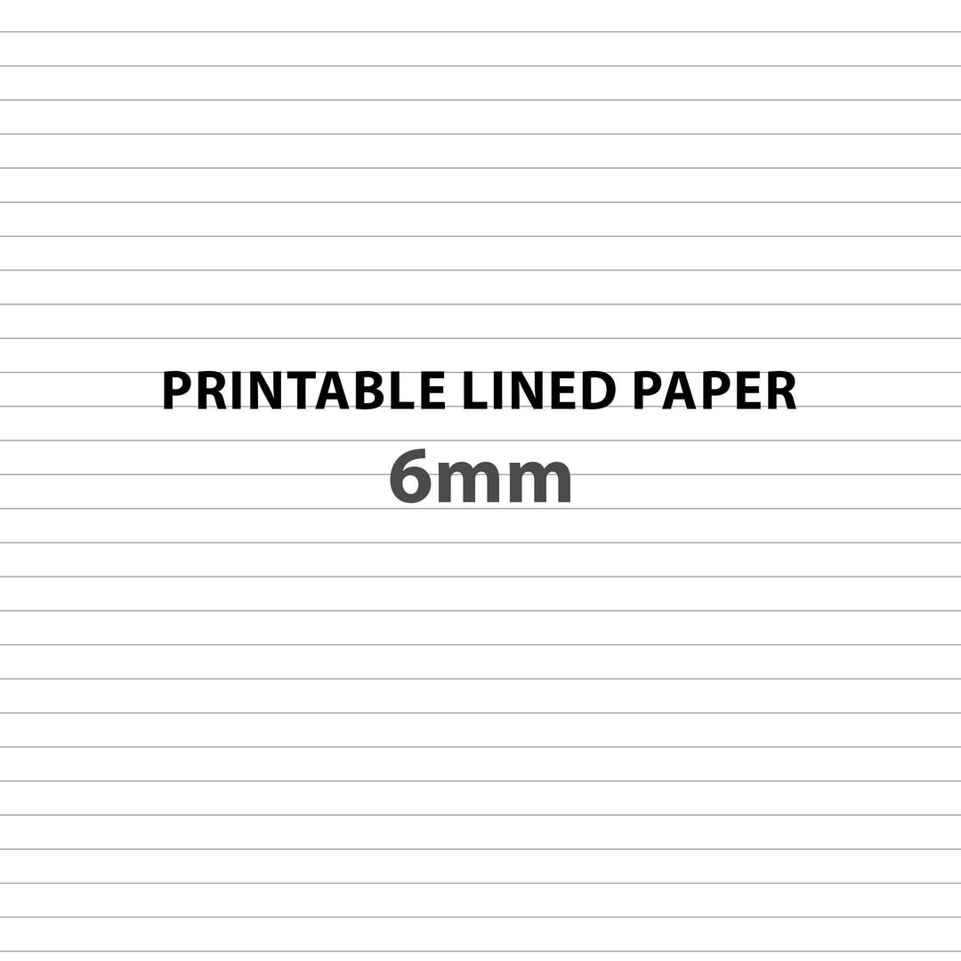 Printable Lined Paper, 6mm Ruled PDF Set, A4 A5 Letter Sizes, Notebook ...