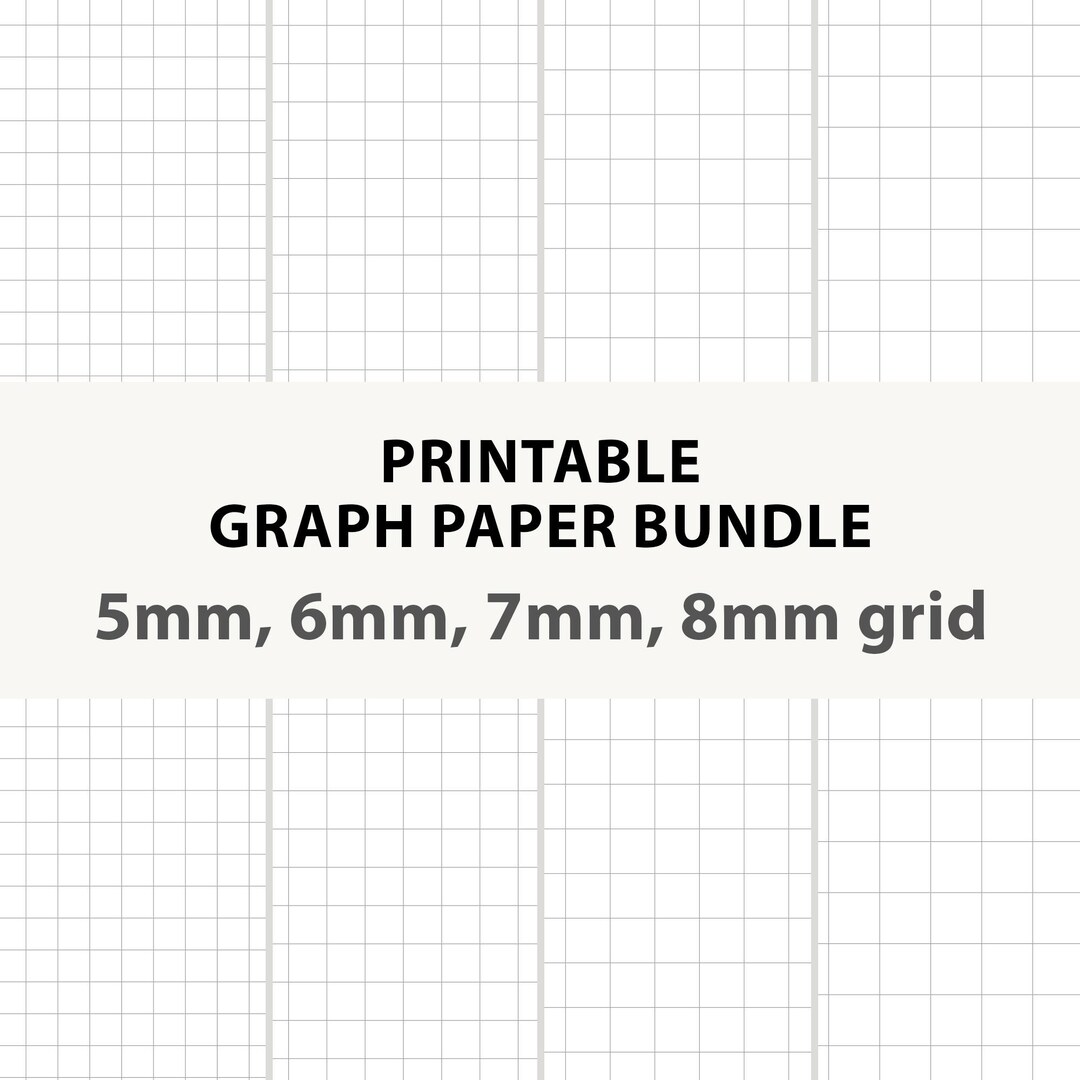 Printable Graph Paper Set: 5-8mm Grids, A4/a5/letter Sizes (digital ...