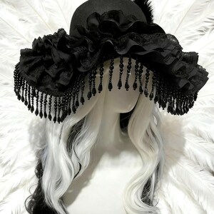 Manor Mistress Gothic Hat – Black Wool Felt Victorian Feather Hat ...