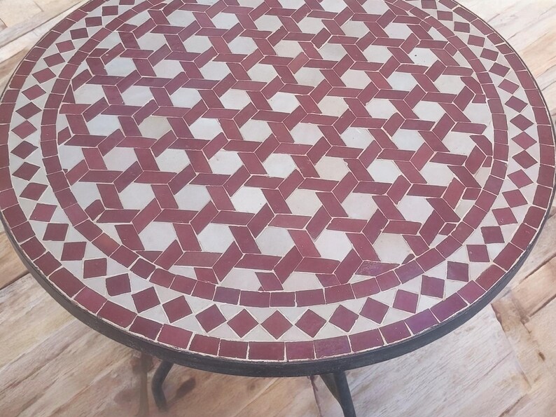 Round Dining Table, Outdoor Coffee Table Decorated With Mosaics ...