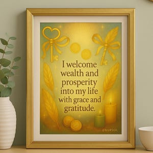 Golden Key Affirmation Art,wealth & Gratitude Printable, Spiritual ...