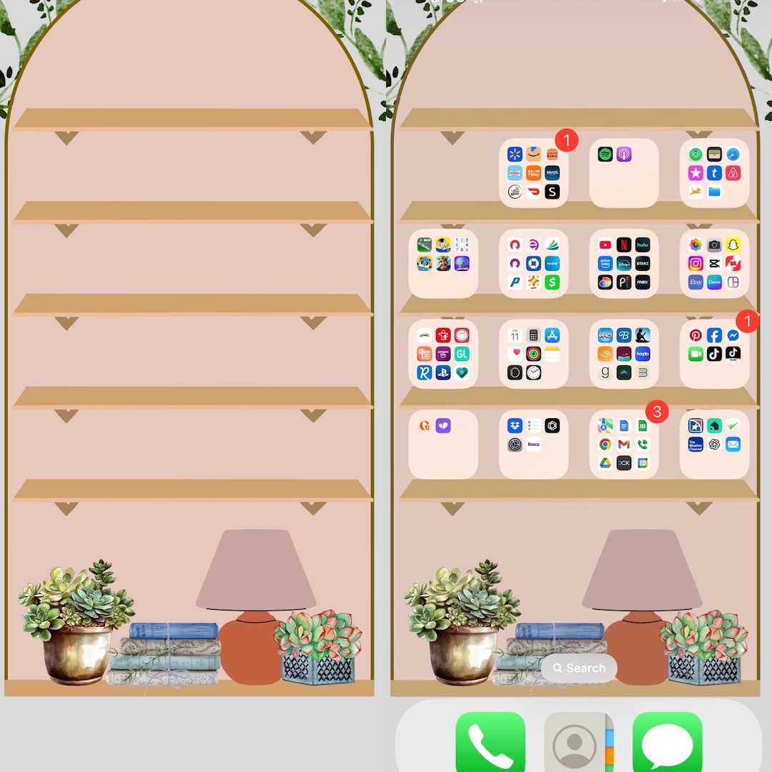 Boho Bookshelf Home Screen Wallpaper | Cozy Digital Decor With ...