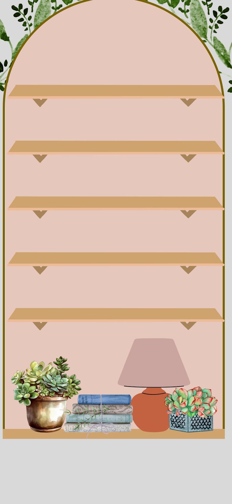 Boho Bookshelf Home Screen Wallpaper | Cozy Digital Decor With ...