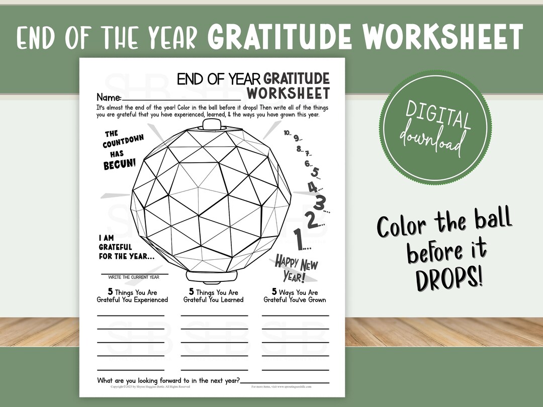 End of the Year GRATITUDE Worksheet: Coloring, School, Fun Activity ...
