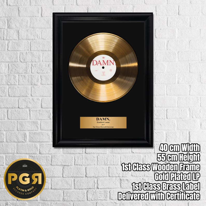 Kendrick Lamar – Gold Plated Vinyl Record – Wall Art and Gift for Music ...
