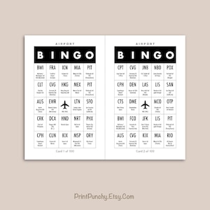 Airport Code Bingo Game: Aviation Travel Theme (PDF Download, 100 ...