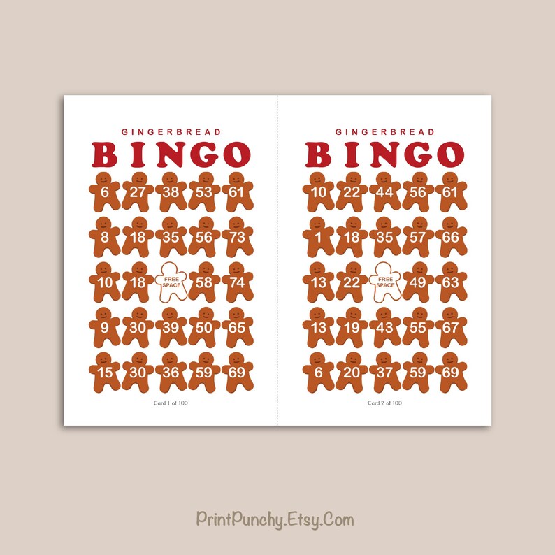 Gingerbread Man Bingo – Printable 75-number Holiday Game | 100 Unique ...