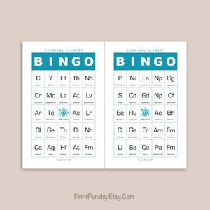 Periodic Table Bingo — Printable Science Bingo Game Featuring All 118 ...