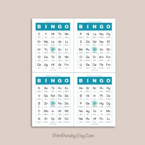 Periodic Table Bingo — Printable Science Bingo Game Featuring All 118 ...