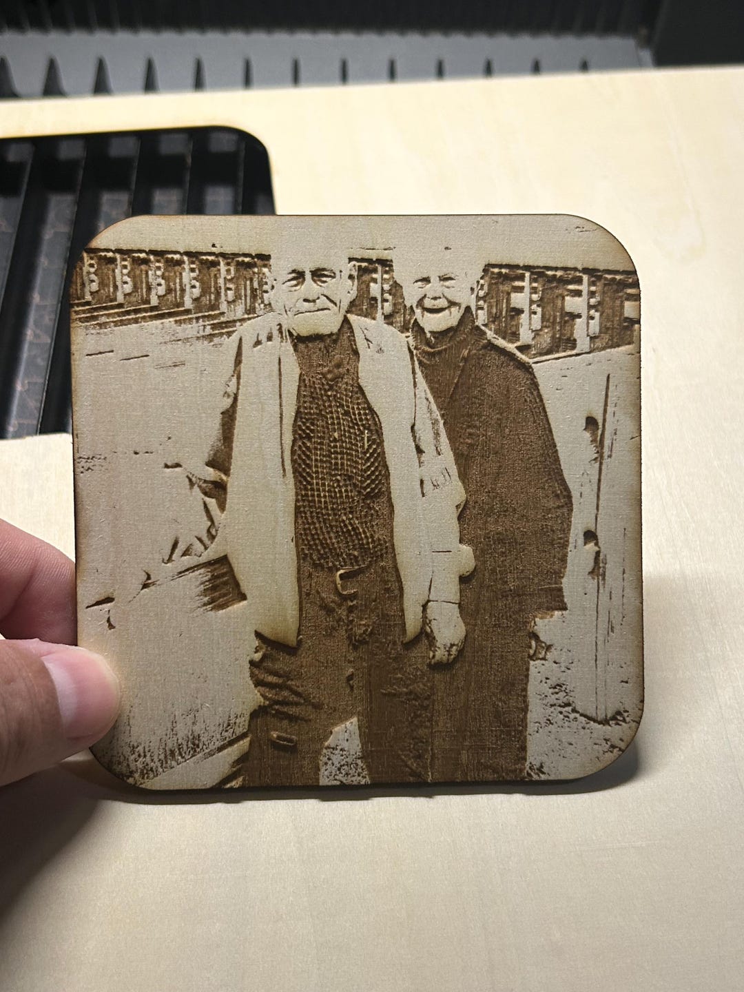 Textured Photo Laser Engraved on Wood - Portrait Engrave, Custom Wood ...