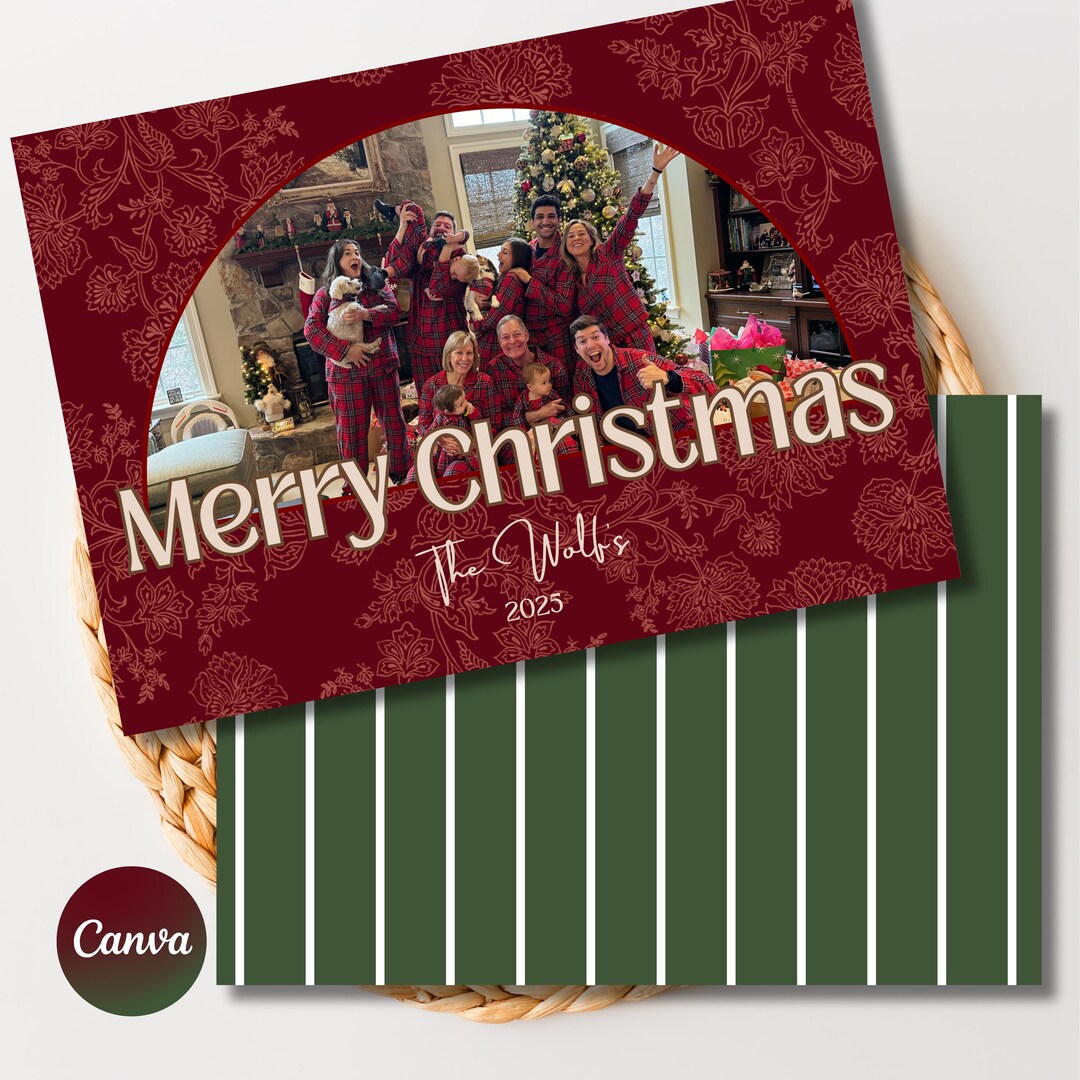 Elegant Editable Christmas Card Template | Personalized Holiday Family ...