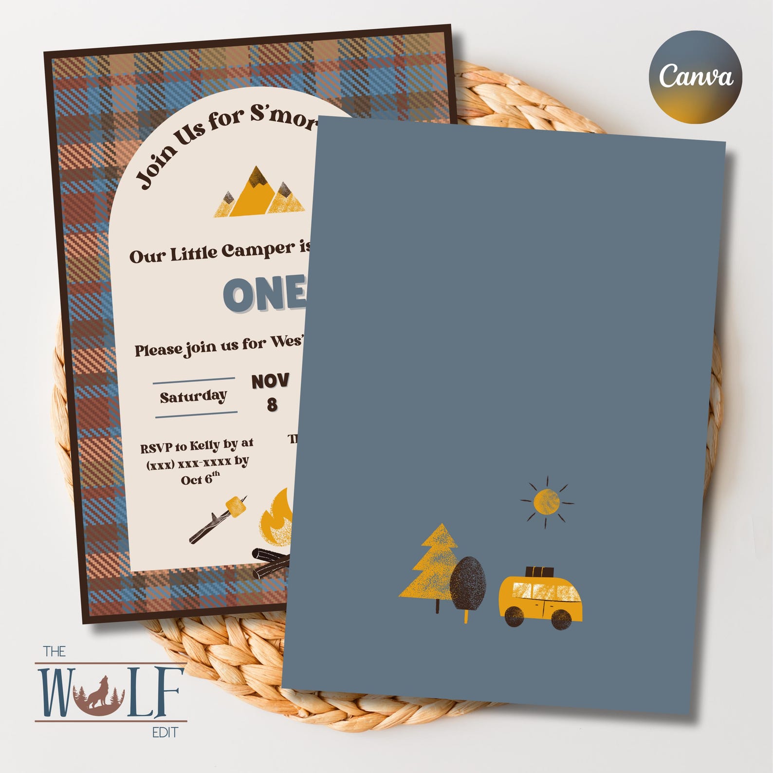 Editable One Happy Camper 1st Birthday Invitation Template | S'mores ...