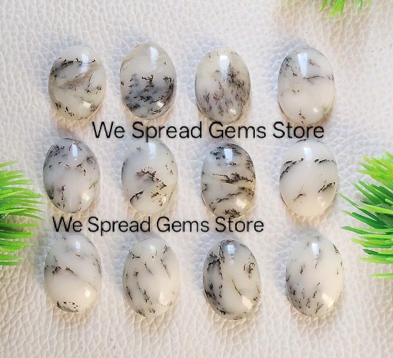 Dendrite White Oval Shape Gemstone 100%natural Dendrite Size (6X4 ...
