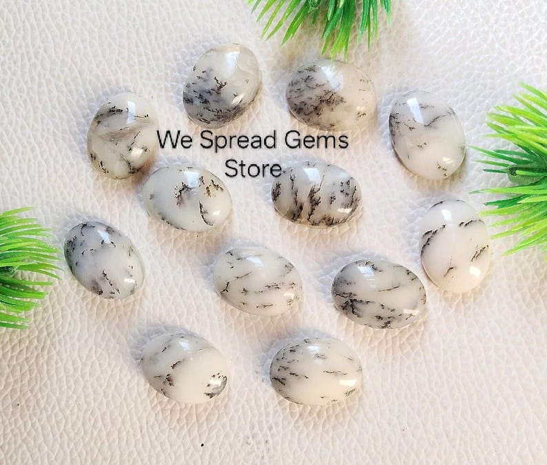 Dendrite White Oval Shape Gemstone 100%natural Dendrite Size (6X4 ...