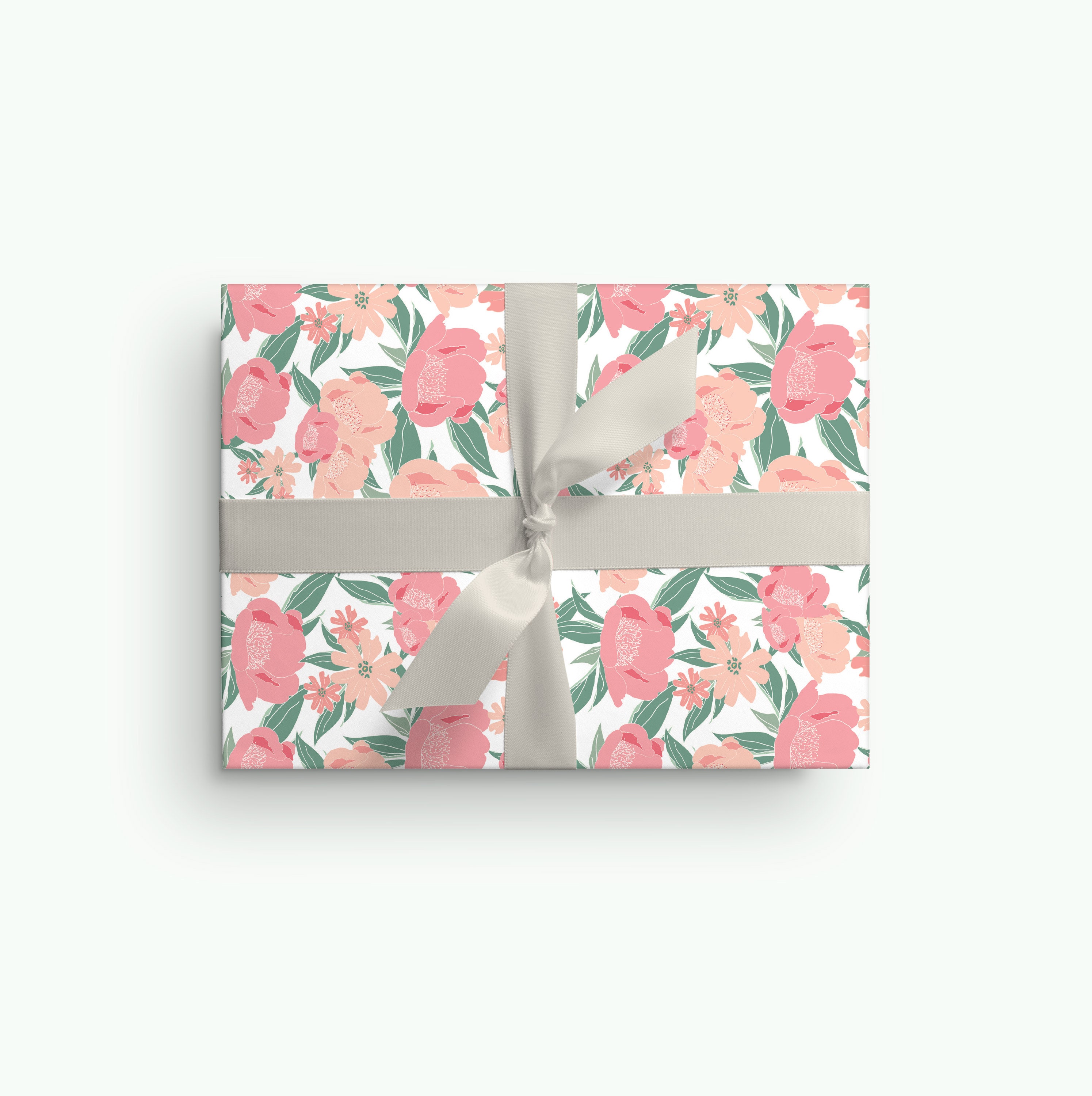 Pink Flowers Wrapping Paper Gift Wrap | Etsy