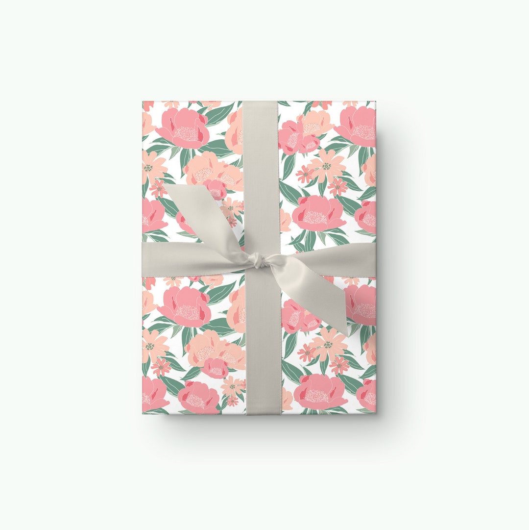 Pink Flowers Wrapping Paper Gift Wrap - Etsy