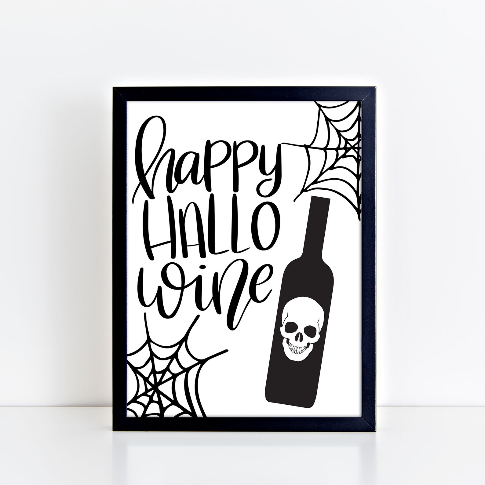 Happy Hallo Wine Halloween Printable Wall Art,halloween Wall Art ...