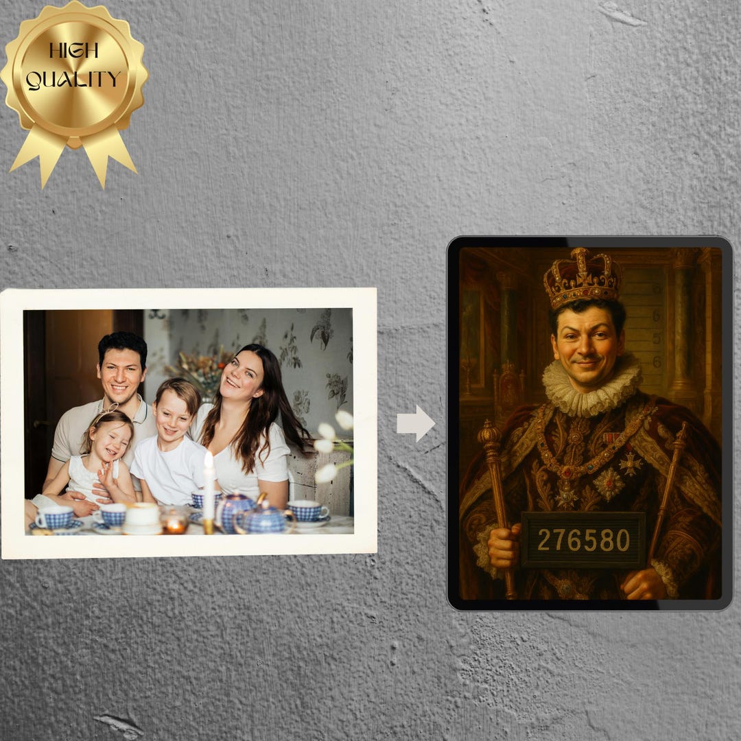Custom Royal Mugshot Portrait on Canvas – Funny Renaissance-style ...
