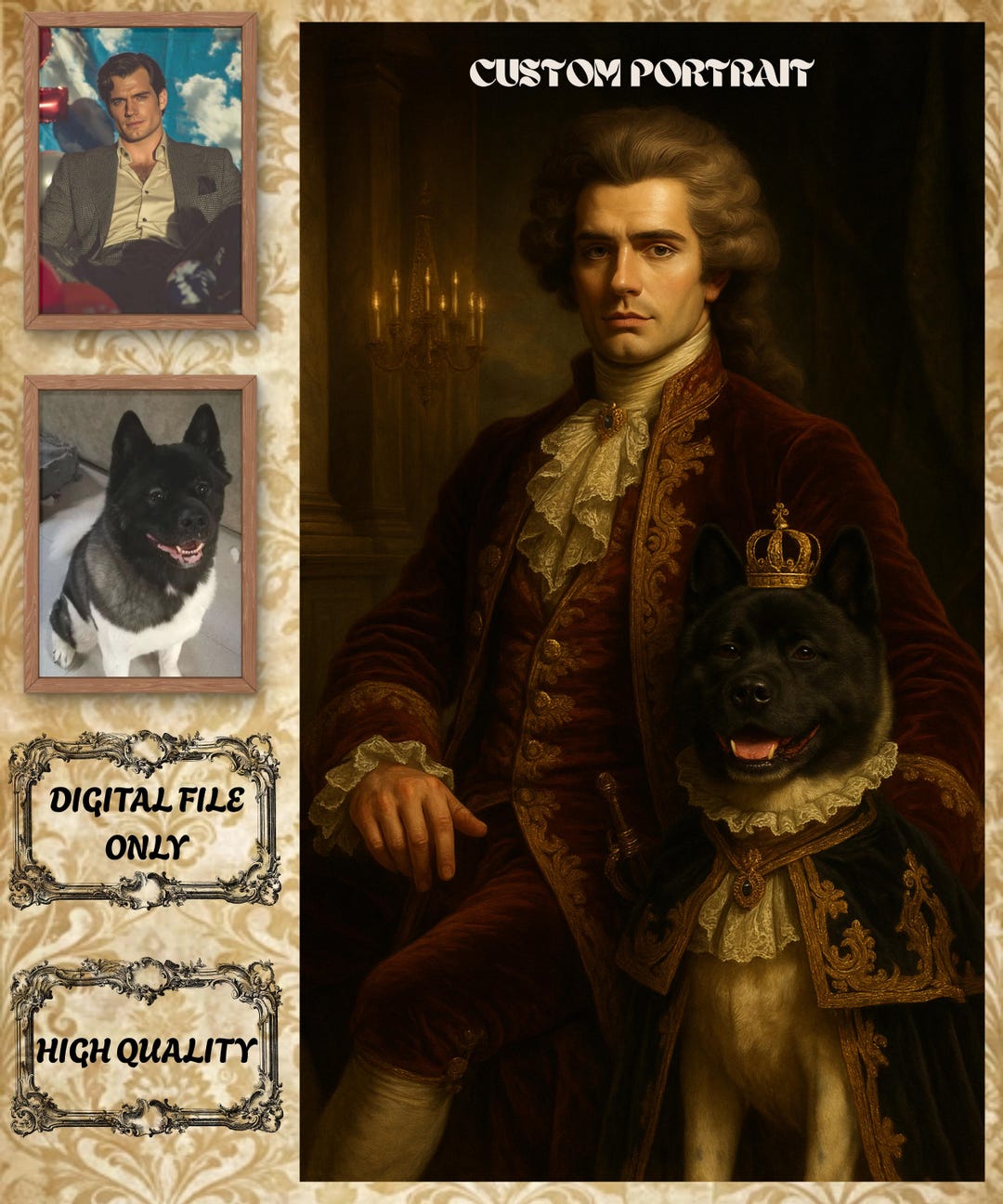 Custom Baroque Pet and Owner Portrait – Digital Download, Regal ...