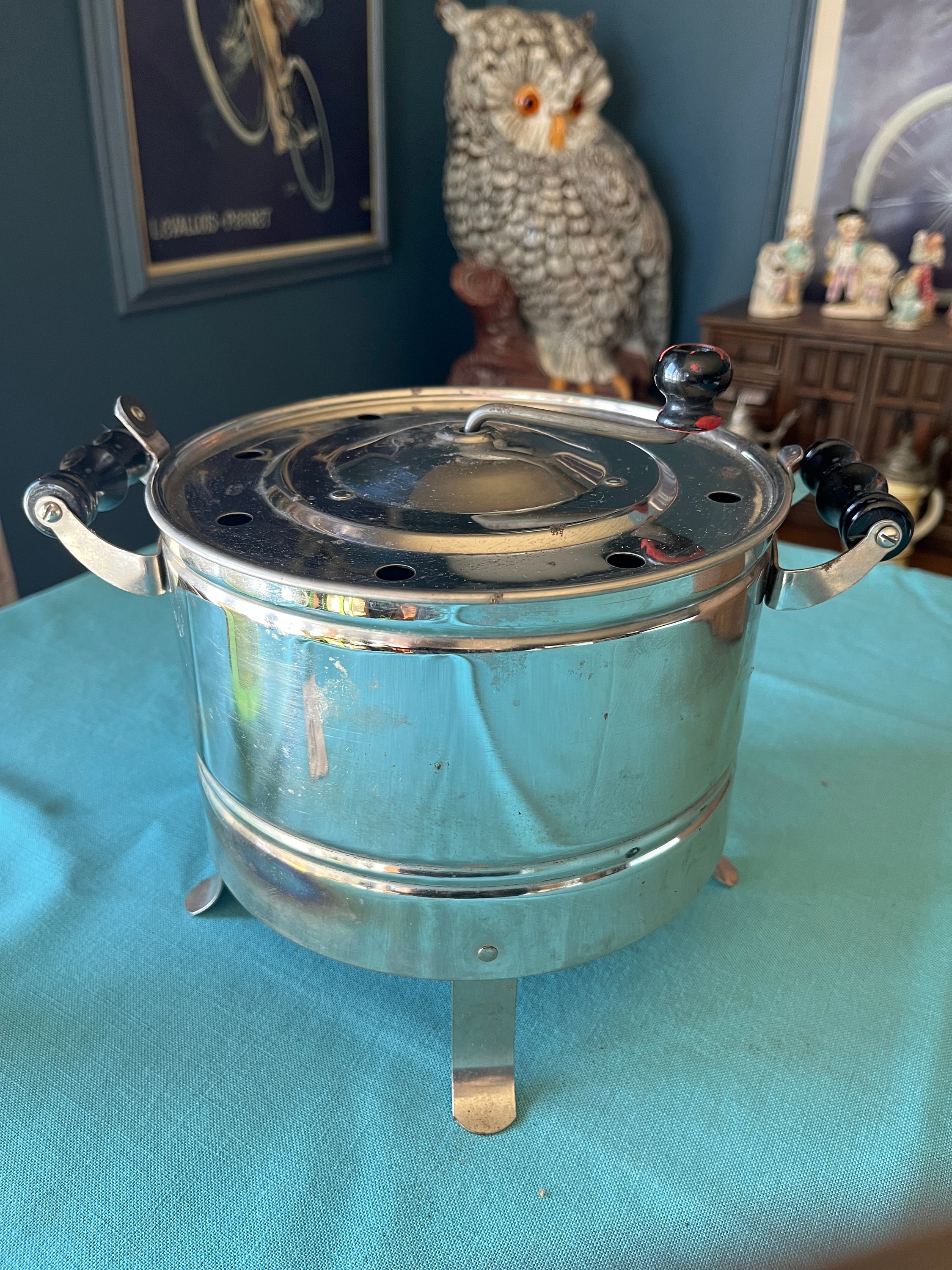 Vintage Popcorn Popper Electric Retro Appliance Chrome Corn Cooker Hand ...