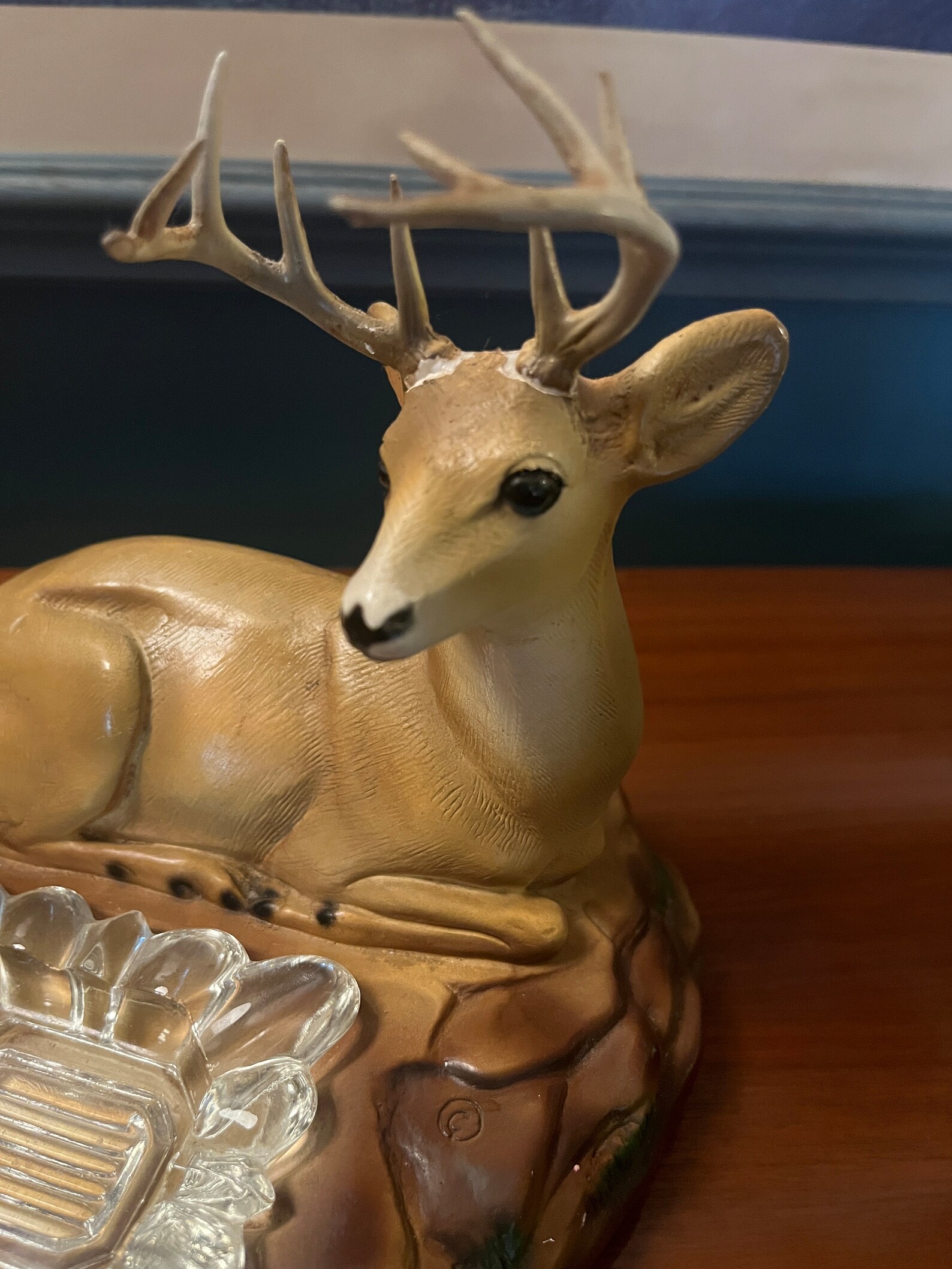 Chalkware Deer Ashtray MCM Pottery Stag Figurine Vintage Mid Century ...