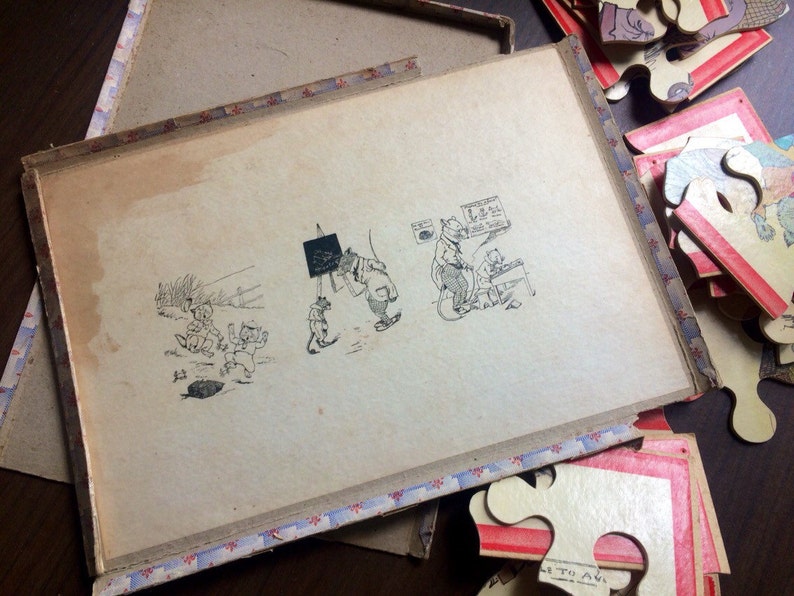Vintage Picture Puzzle Parker Brothers Comical Animals Set of 3 Cartoon ...