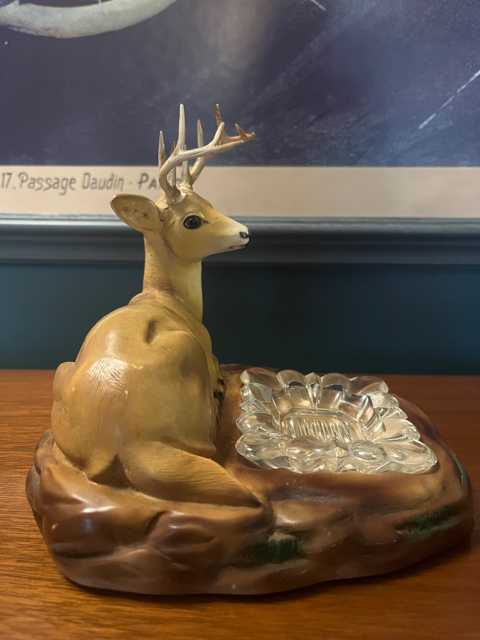 Chalkware Deer Ashtray MCM Pottery Stag Figurine Vintage Mid Century ...