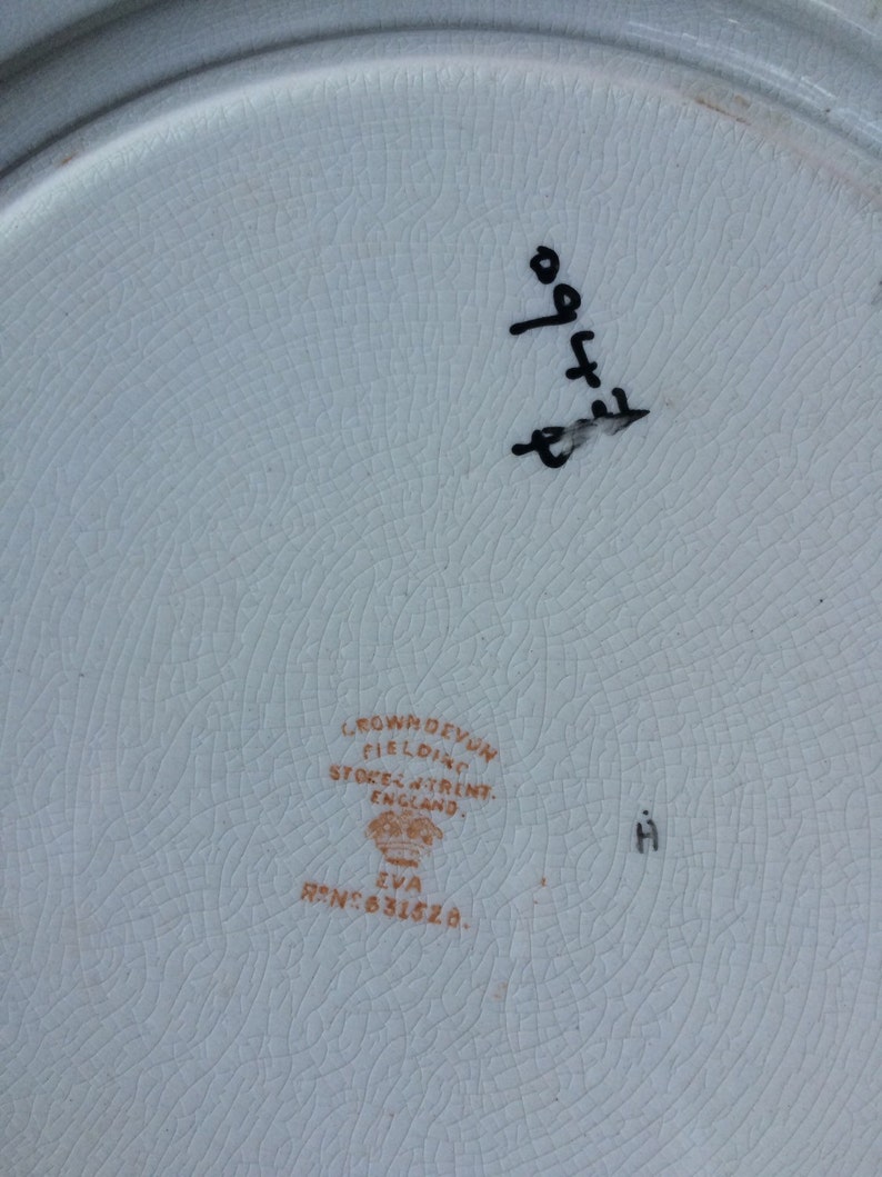 Vintage Plate Eva Pattern Rare Crown Devon Fielding Art Nouveau ...