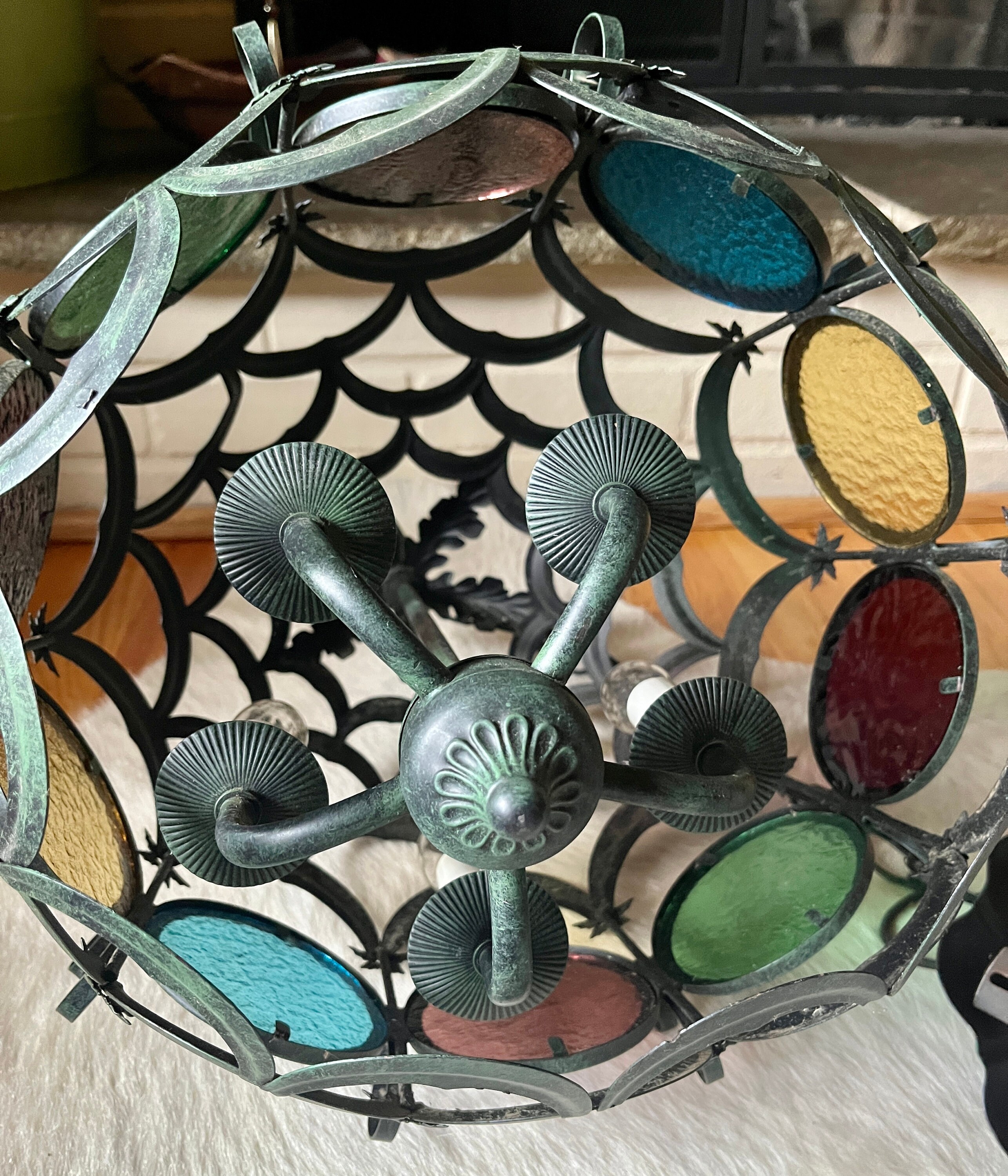 Vintage Hanging Light Gothic Spanish Revival Pineapple Shape Retro Lamp ...