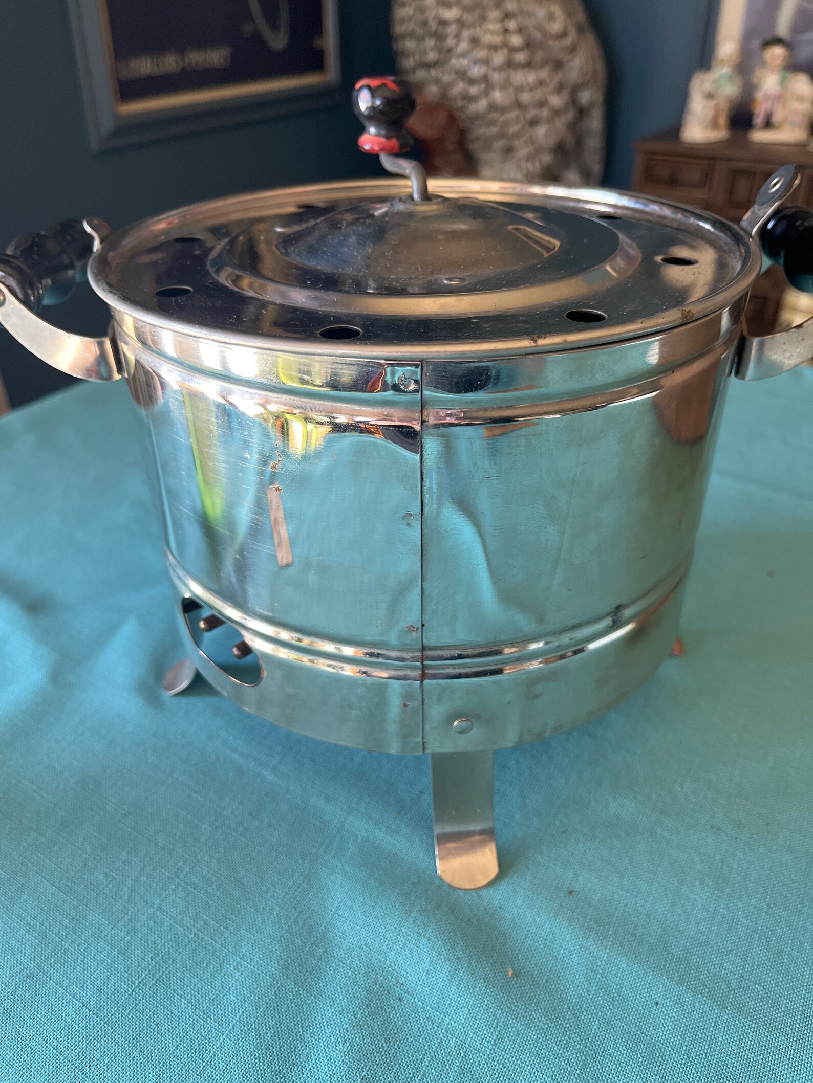Vintage Popcorn Popper Electric Retro Appliance Chrome Corn Cooker Hand ...