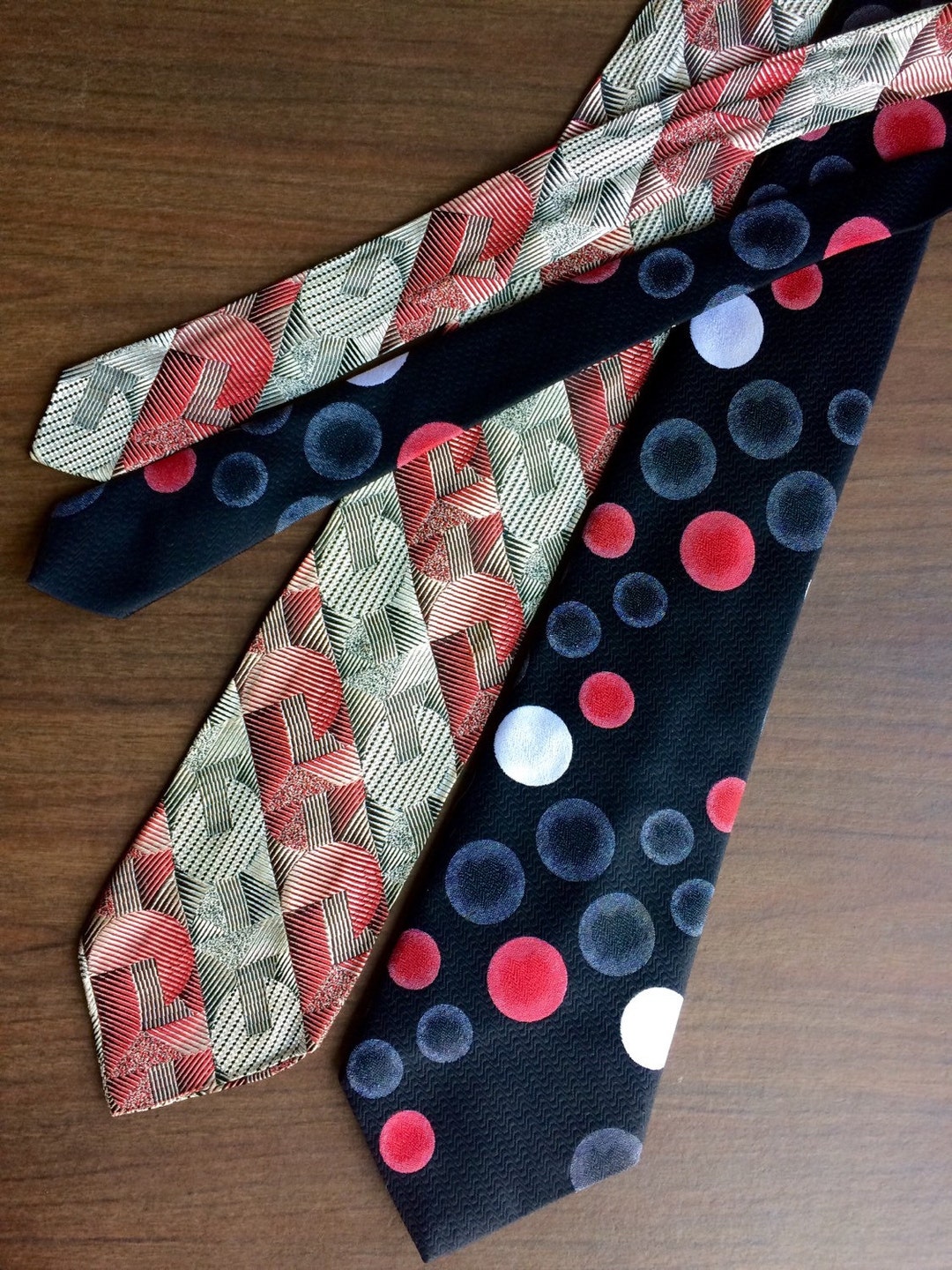 Vintage Mid Century Modern Neck Ties, Set of 2, Funky Abstract Design ...