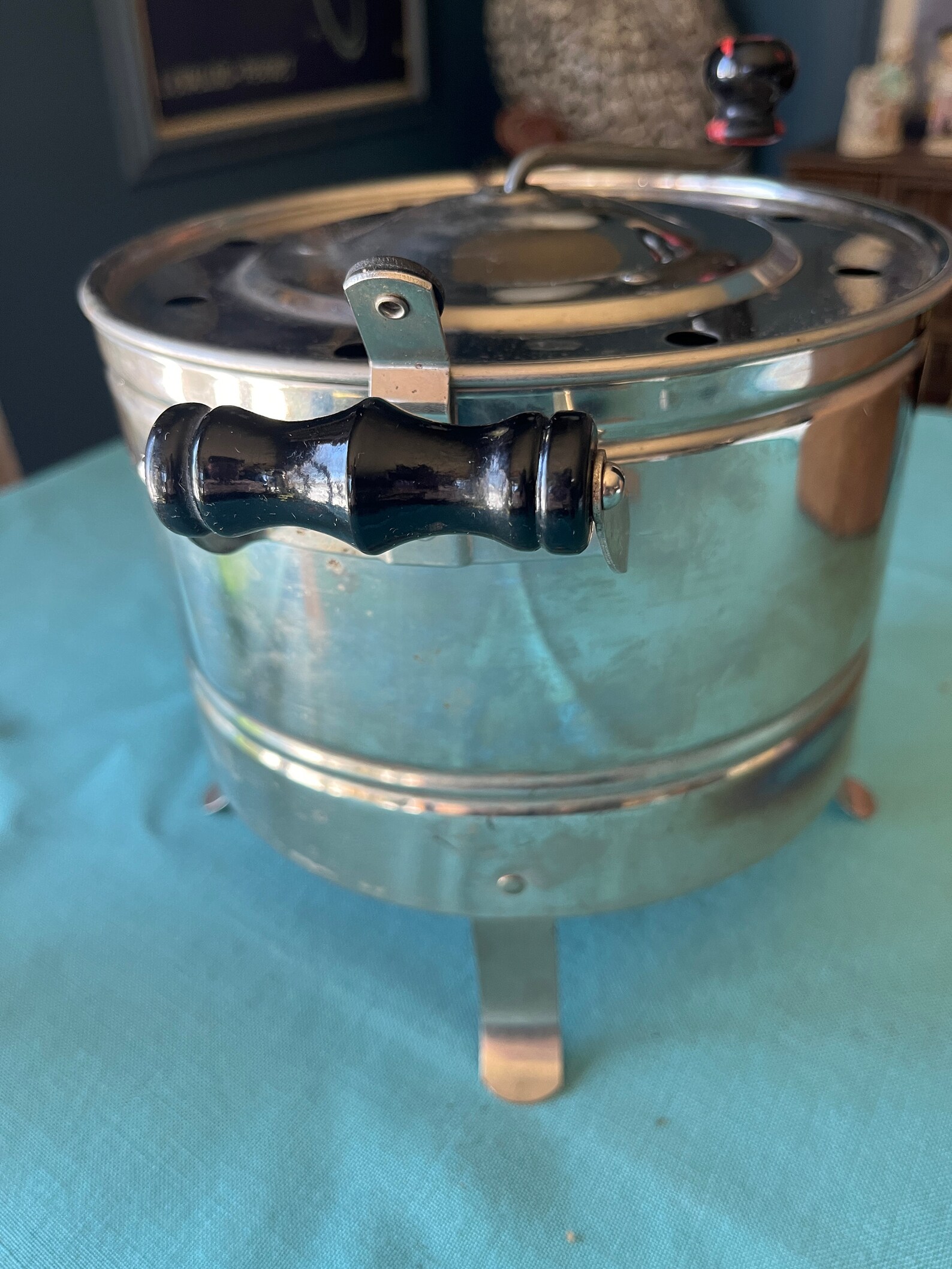 Vintage Popcorn Popper Electric Retro Appliance Chrome Corn Cooker Hand ...
